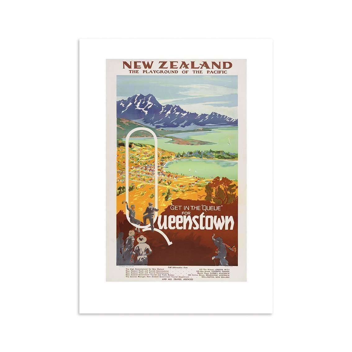 Queue for Queenstown NZ Tourist Print A4 - 100% NZ Art – Mooch